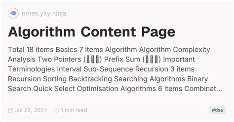 Algorithm Content Page