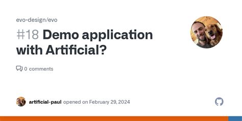 Demo Application With Artificial · Issue 18 · Evo Designevo · Github