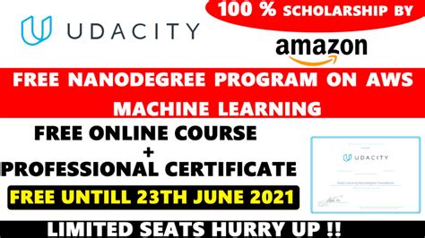 udacity free aws machine learning nanodegree program free professional certificate from udacity