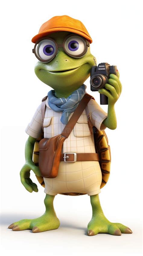 Cartoon Turtle Holding A Camera And Wearing Goggles Generative Ai