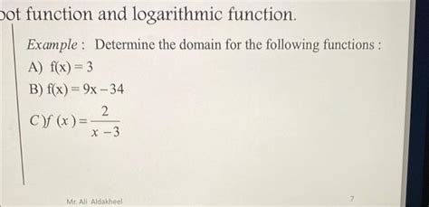Solved Function And Logarithmic Function Example Determine Chegg Com