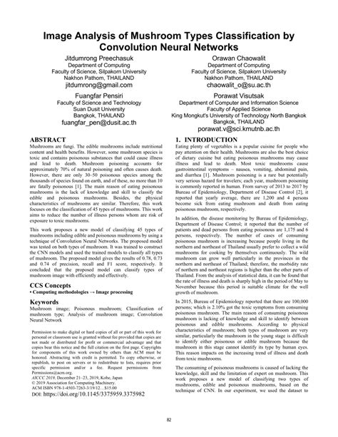 Pdf Image Analysis Of Mushroom Types Classification By Convolution