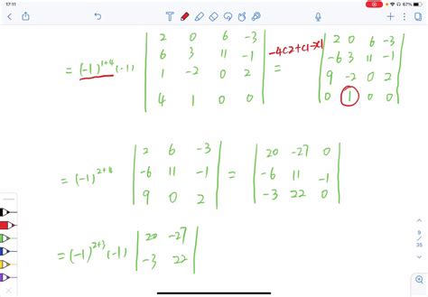 Solvedfind The Determinant Of The Matrix After Introducing Zeros As In Example 1 2 2 0 0 3