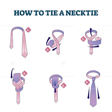Free How To Tie A Necktie Explanation Steps Vectormine How To Tie A