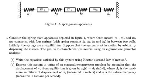 Solved M2 K1 K2 K3 Figure 1 A Spring Mass Apparatus 1