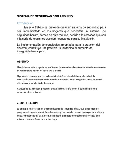 Sistema De Seguridad Con Arduino Pdf