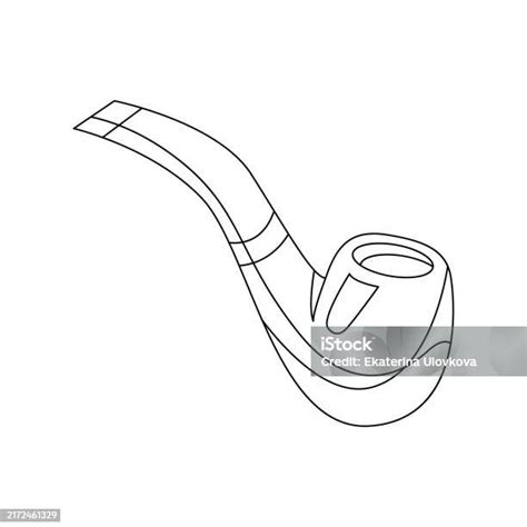 흰색 배경에 고립 된 흡연 파이프 흡연 파이프 스트로크 아이콘 클래식 연기 파이프 벡터 일러스트 레이 션 건강하지 못한 생활방식에 대한 스톡 벡터 아트 및 기타 이미지