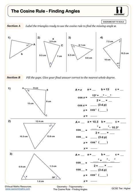 The Cosine Rule Finding Angles Worksheet Fun And Engaging Year 10
