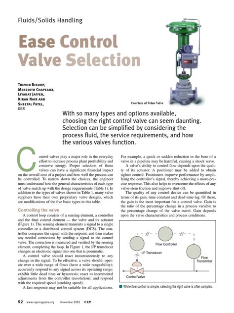 Easy Control Valve Selection Pdf Valve Fluid Dynamics