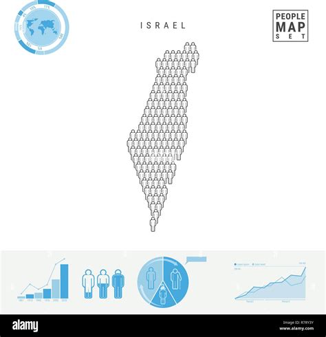 Israel People Icon Map Stylized Vector Silhouette Of Israel Population Growth And Aging