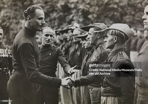 A Photograph Of Sir Oswald Mosley Meeting Italian Fascisti In The