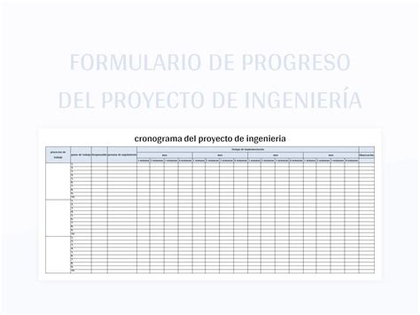 Plantilla De Excel Formulario De Progreso Del Proyecto De Ingeniería Y