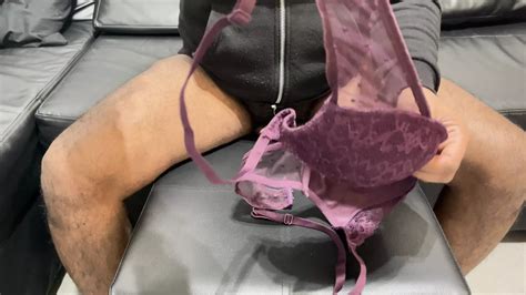 Purple Bra Cum Load And Masturbation Gay Lingerie Porn Feat