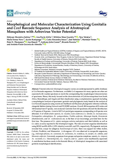 Pdf Morphological And Molecular Characterization Using Genitalia And Coxi Barcode Sequence