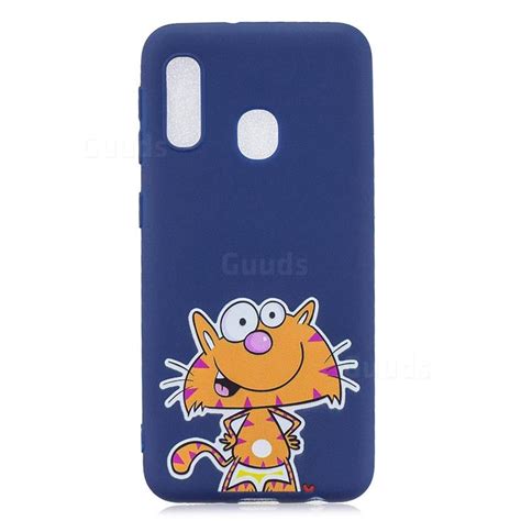 Blue Cute Cat Soft Kiss Candy Hand Strap Silicone Case For Samsung Galaxy A E Galaxy A E