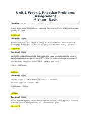 Speed Acceleration And Distance Unit 1 Week 1 Practice Course Hero