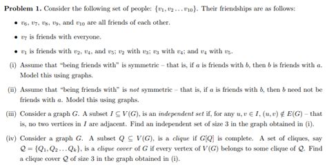 Solved Problem 1 Consider The Following Set Of People Chegg Com