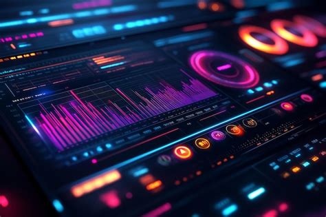 Abstract Futuristic Interface With Neon Lights And Data Visualization Premium Ai Generated Image