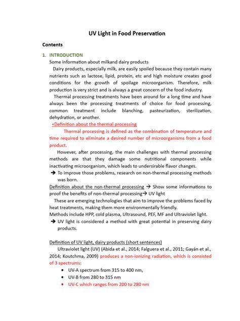 Uv Light In Food Preservation Pdf Ultraviolet Disinfectant