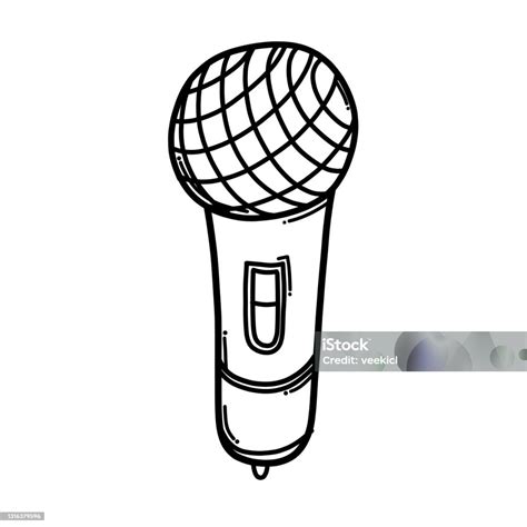 마이크 낙서 벡터 아이콘입니다 그리기 스케치 일러스트레이션 손 그린 만화 라인 Eps10 그리기에 대한 스톡 벡터 아트 및 기타 이미지 그리기 낙서 드로잉 노래방기계