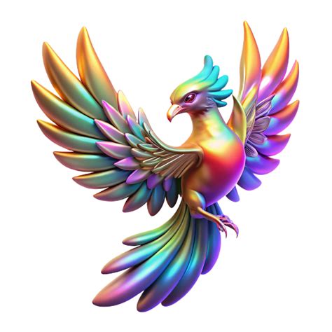 Magnificent Abstract Vibrant Rainbow Phoenix 3d Illustration Iridescent
