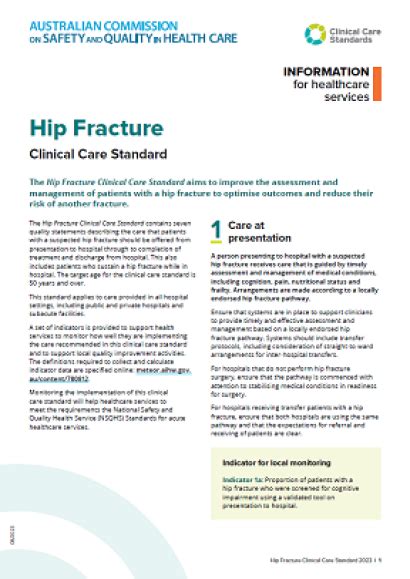 Information For Healthcare Services Hip Fracture Clinical Care