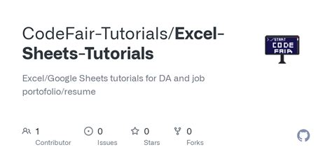 Github Codefair Tutorials Excel Sheets Tutorials Excel Google Sheets Tutorials For Da And Job