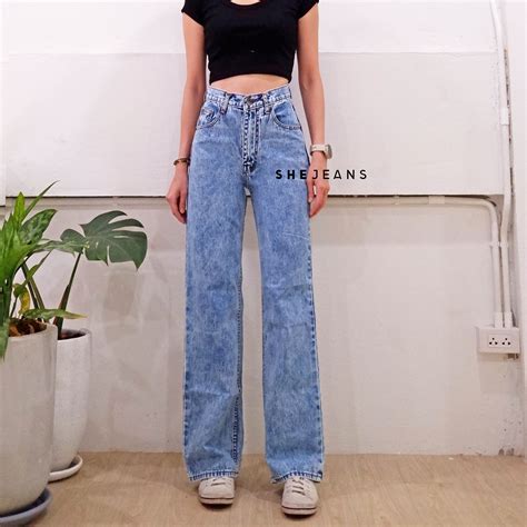 กางเกงยีนส์เอวสูงกระบอกใหญ่ She Jeans Thaipick