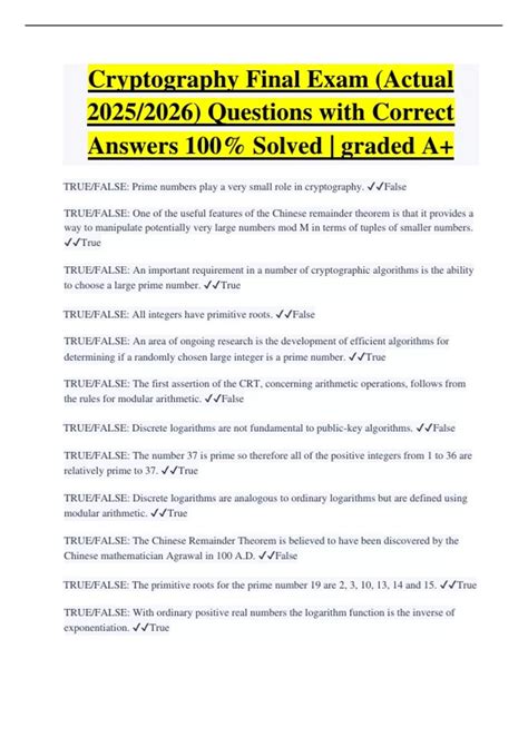 Cryptography Final Exam Actual 20252026 Questions With Correct