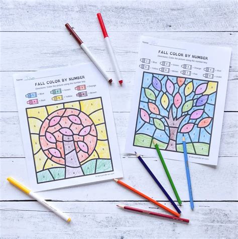 Color By Number Fall Themed