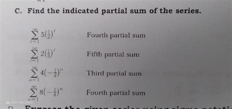 answered find the indicated partial sum of the… bartleby