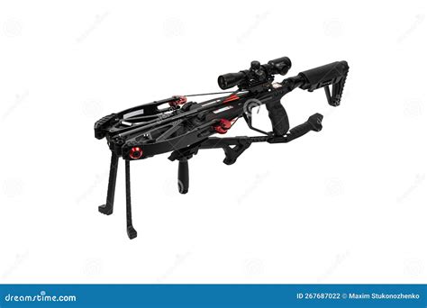 A Modern Crossbow With An Optical Sight Silent Weapon For Hunting And A Modern Crossbow With An Optical Sight Silent Weapon For Hunting And