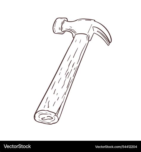 Outline Hammer Art Isolated Hand Tool Royalty Free Vector