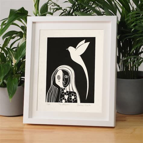 Abstract Linocut Etsy