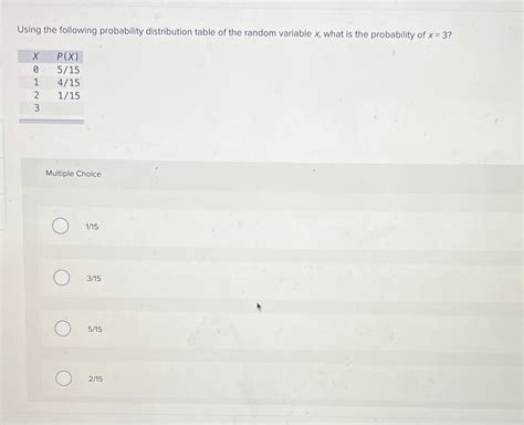 Solved Using The Following Probability Distribution Table Of
