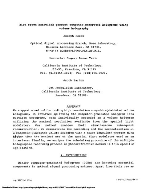 pdf high space bandwidth product computer generated holography using