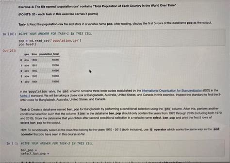 Exercise 3 The File Named Populationcsv Containe