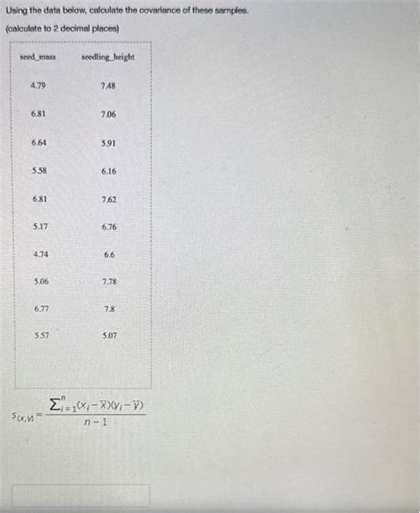 Solved Using The Data Below Calculate The Covariance Of Chegg