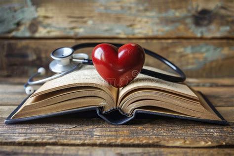 Red Heart On Open Book With Stethoscope Stock Illustration Illustration Of Life Paper 332258454
