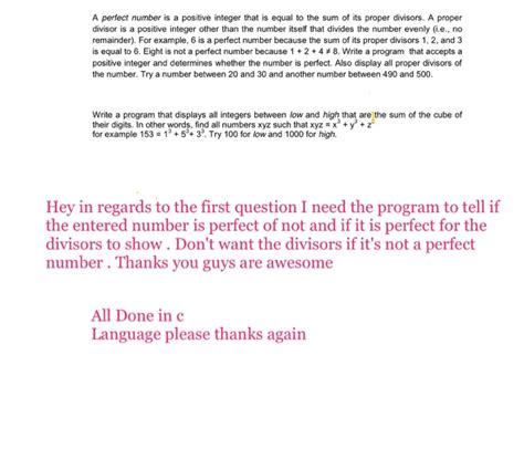 solved a perfect number is a positive integer that is equal