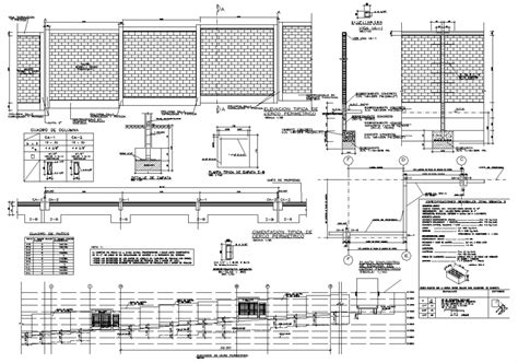Detail Walls Section And Column Layout Elevation And Plan Autocad File