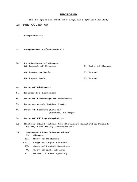 Proforma 138 Ni Act Pdf