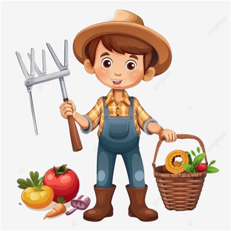 농장 도구 세트를 들고 귀여운 농부 귀엽다 만화 캐릭터 Png 일러스트 및 이미지 에 대한 무료 다운로드 Pngtree