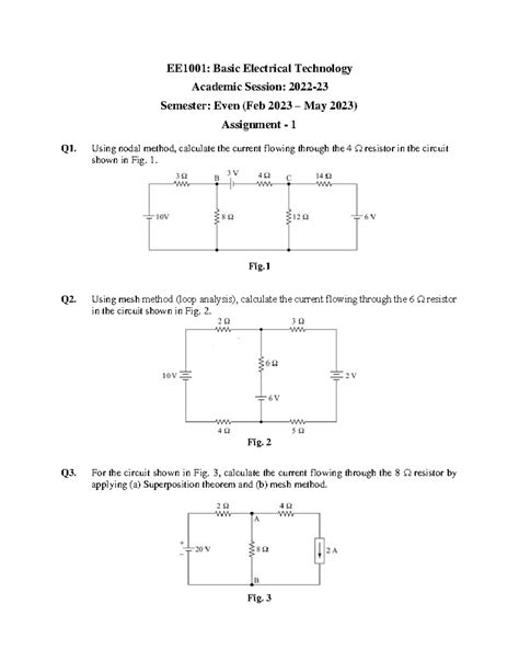 Ee1001 Basic Electrical Technology Assignment 1 Nodal And Mesh Methods