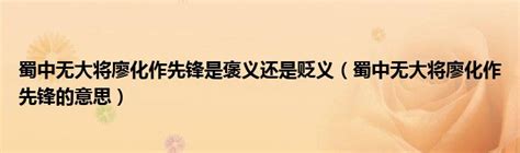 蜀中无大将廖化作先锋是褒义还是贬义蜀中无大将廖化作先锋的意思 新讯网