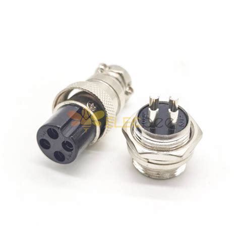 Gx16 Aviation Connector Female 4pin Straightcable Line Solder Type Connector
