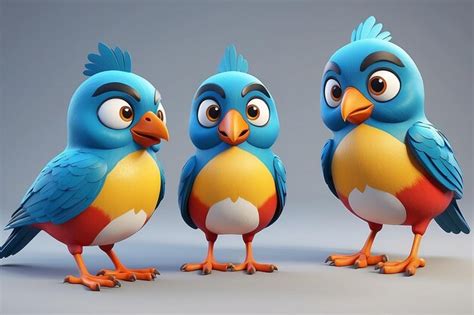 view of three dimensional cartoon animated bird premium ai generated