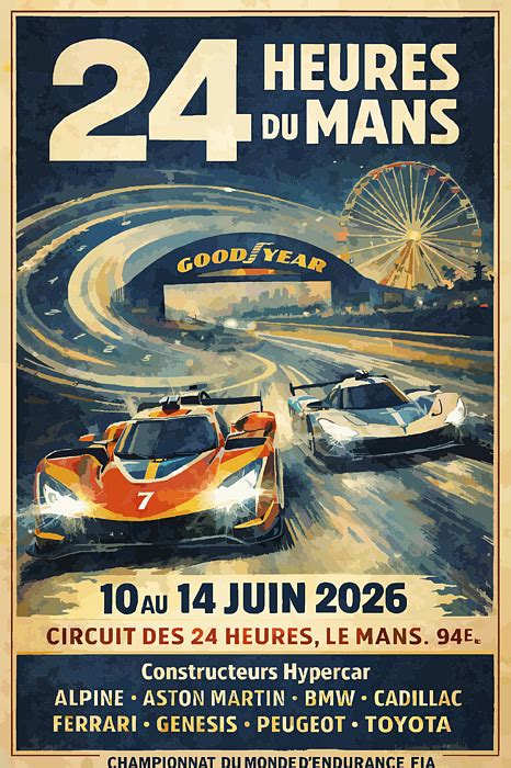 24 Hours Of Le Mans 24 Heures Du Mans 2026 Poster Greeting Card By Matthew Floyd