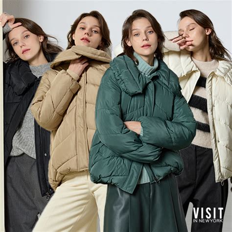 온플 비지트인뉴욕 와이드카라 볼륨 패딩