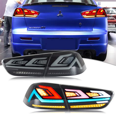 Led Rgb Tail Lights For Mitsubishi Lancer 2008 2023 Evo X Smoked Rear